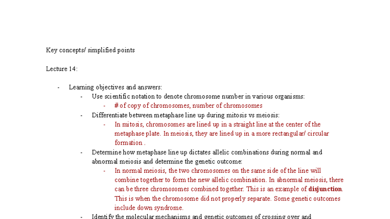 Bio Lectures 14-21: Key Concepts in Genetics and Gene Expression - Studocu