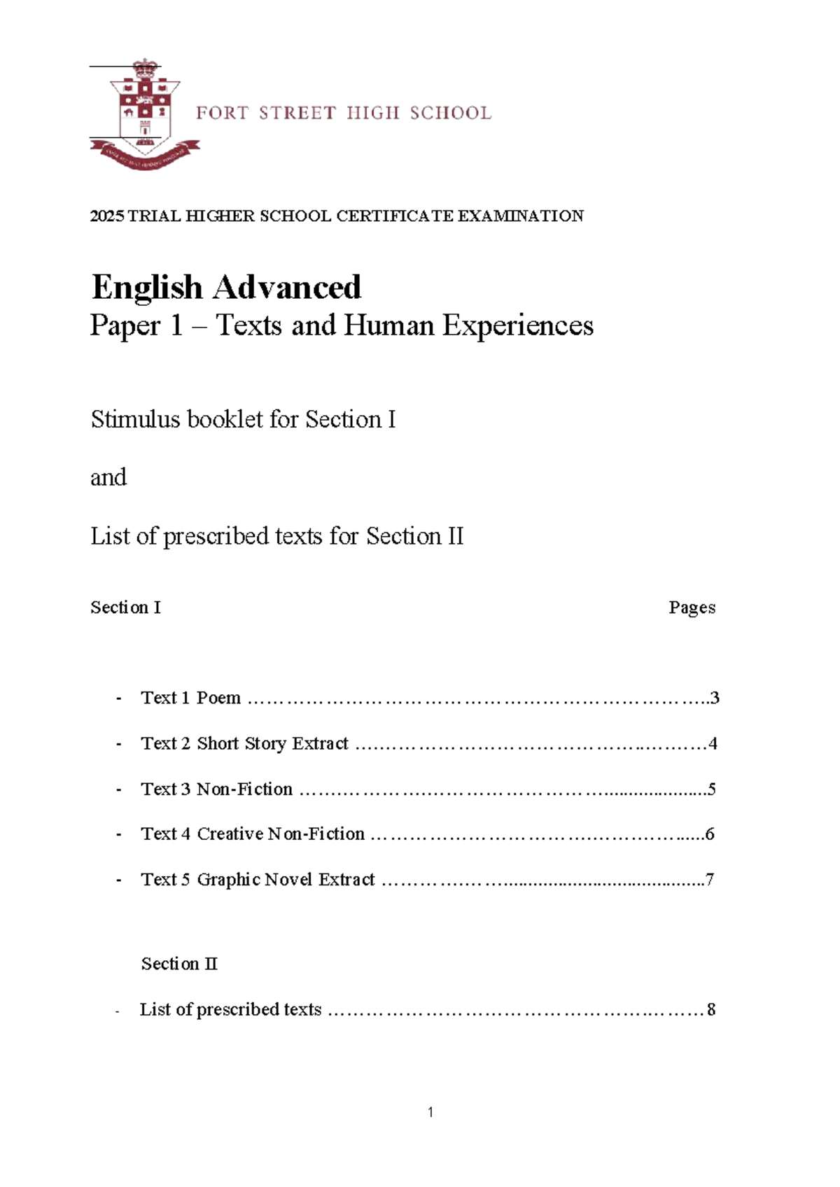 2025 HSC English Adv Paper 1 Stimulus Booklet & Texts List - Studocu