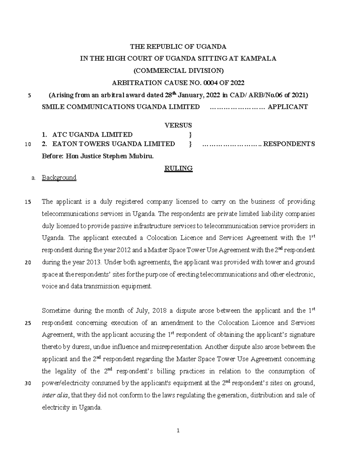 Arbitration Case Study: SMILE Communications vs. ATC & Eaton Towers ...