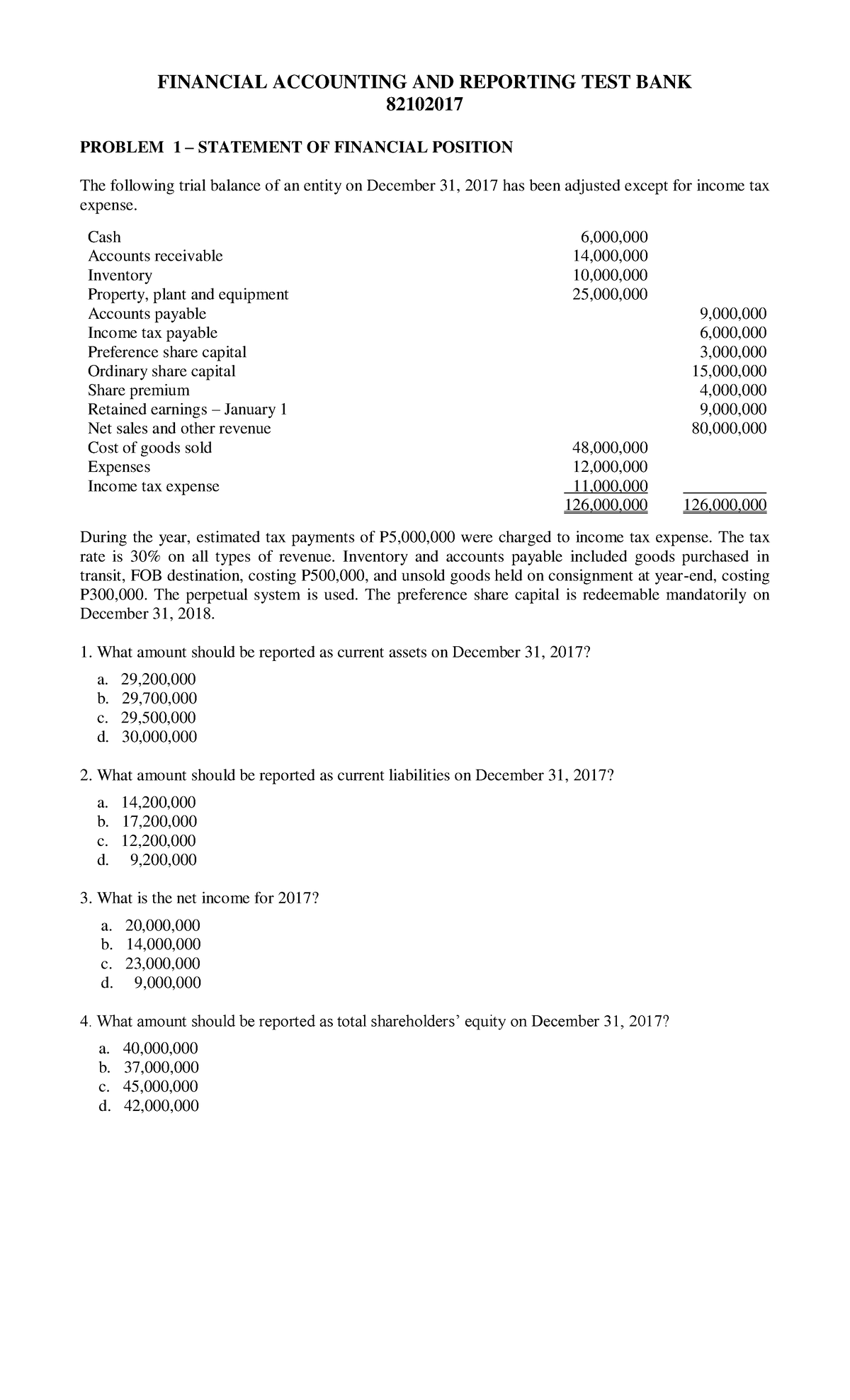 Financial Accounting and Reporting Test Bank Q&A (82102017) - Studocu