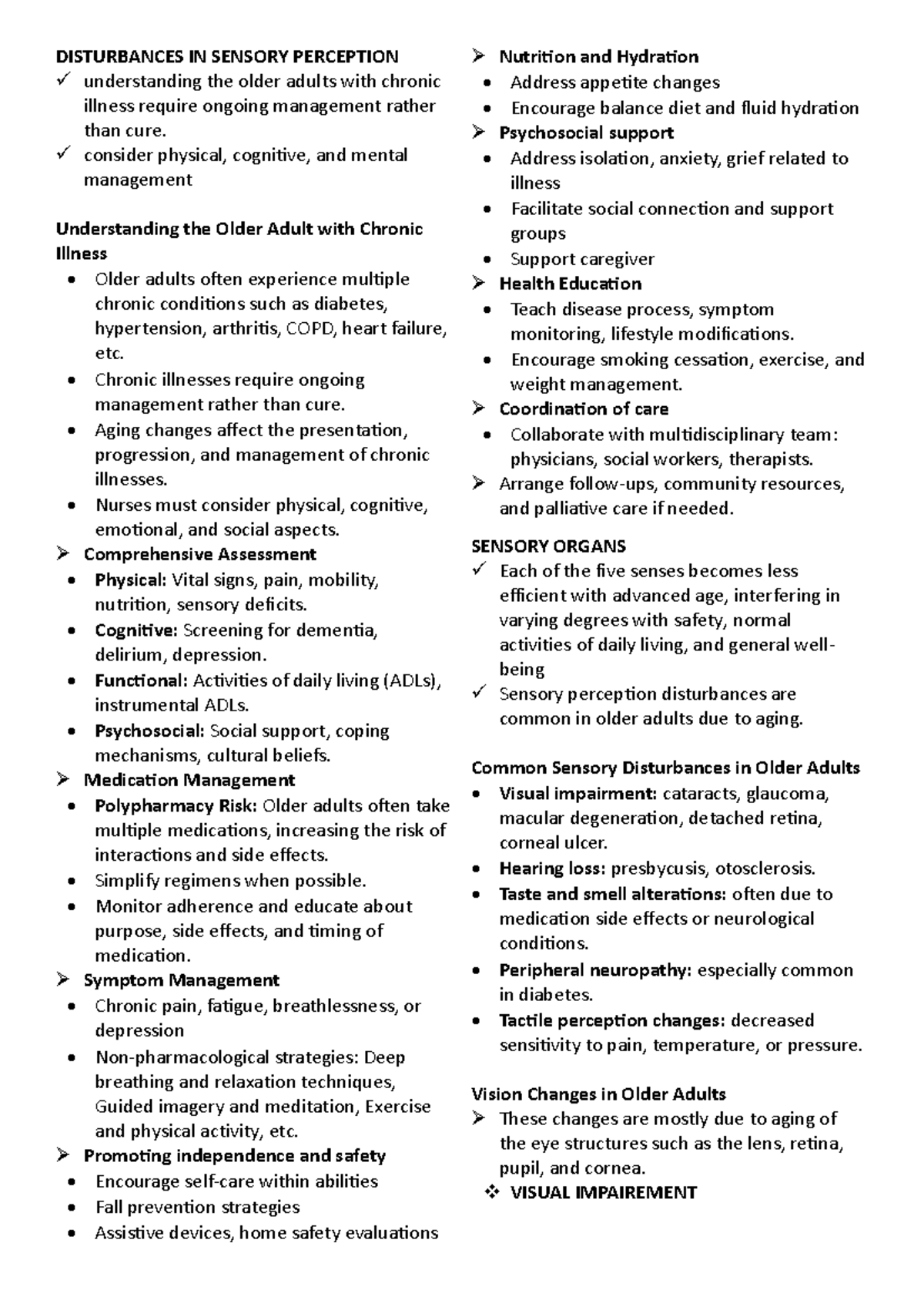 Understanding Sensory Disturbances in Older Adults with Chronic Illness ...