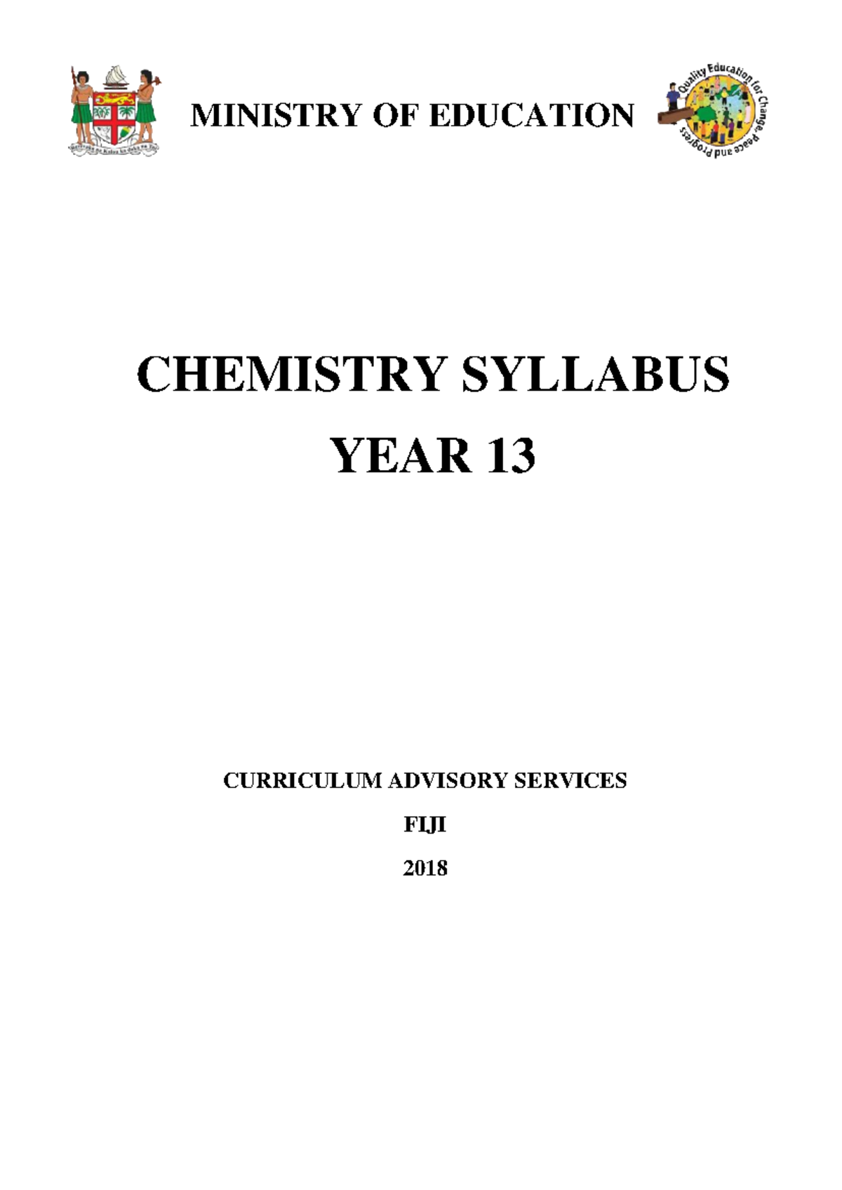 Yr 13 Chemistry syllabi - CHEMISTRY SYLLABUS YEAR 13 MINISTRY OF ...