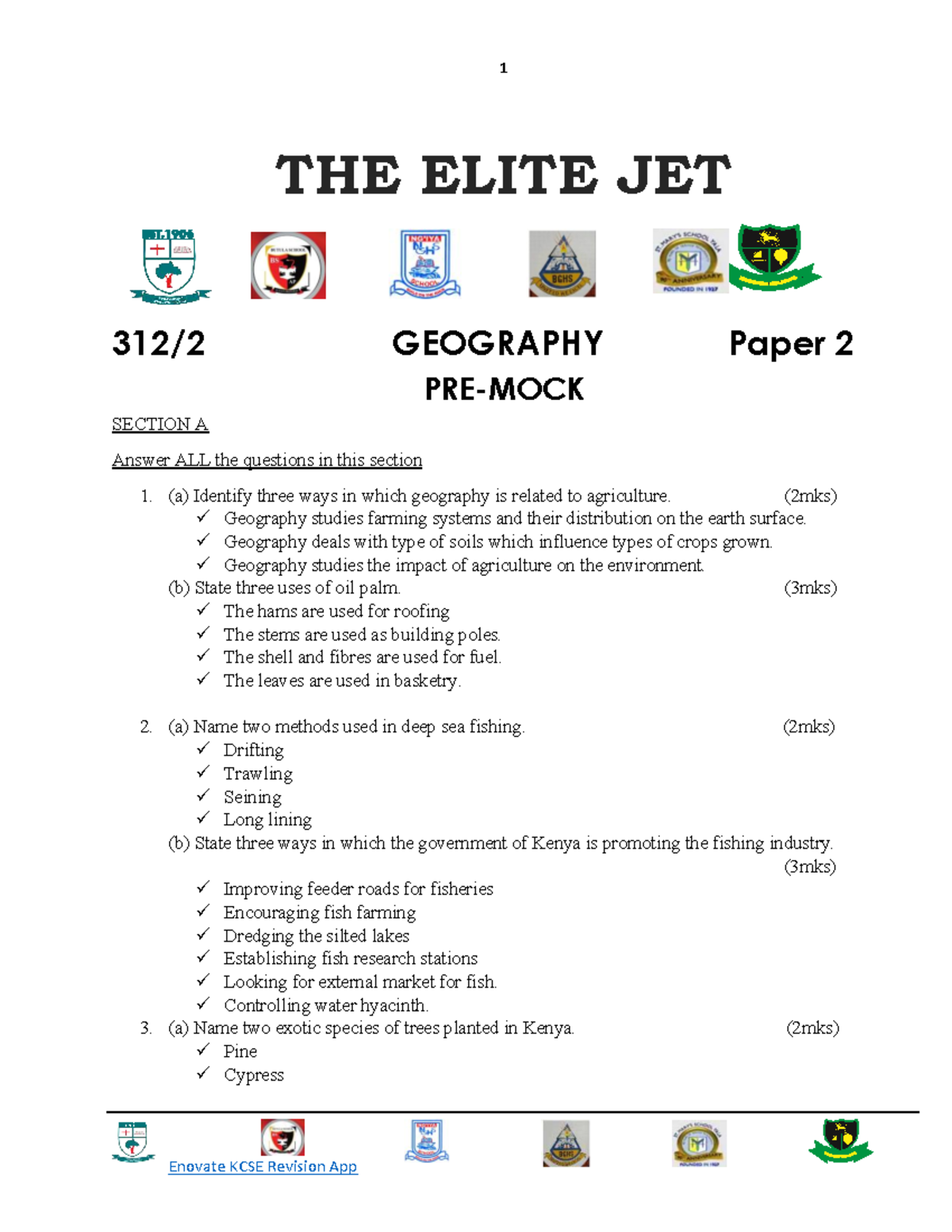 Geography Paper 2 MS Elite JET Premock 2026: Agriculture & Fishing ...