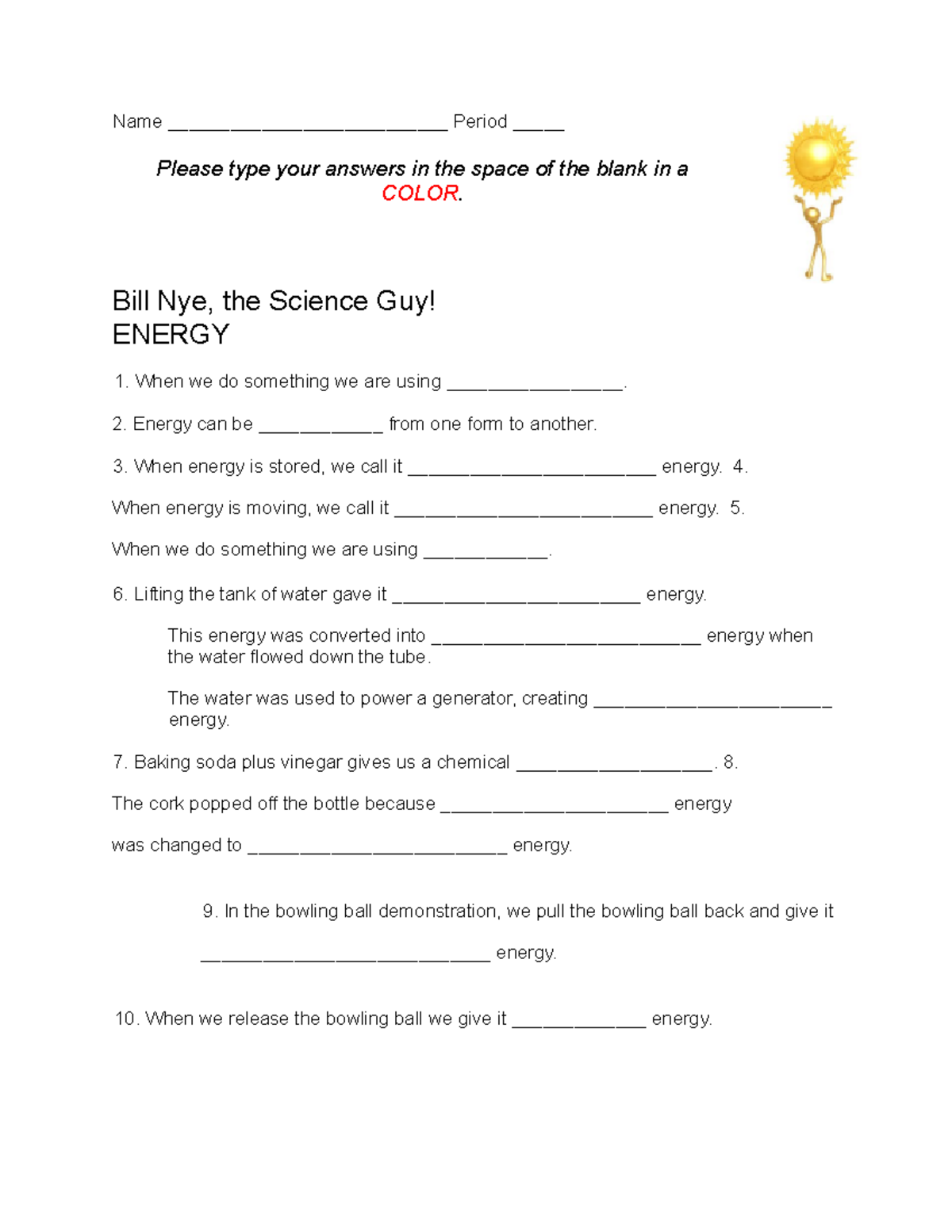 Bill Nye Biodiversity Worksheet