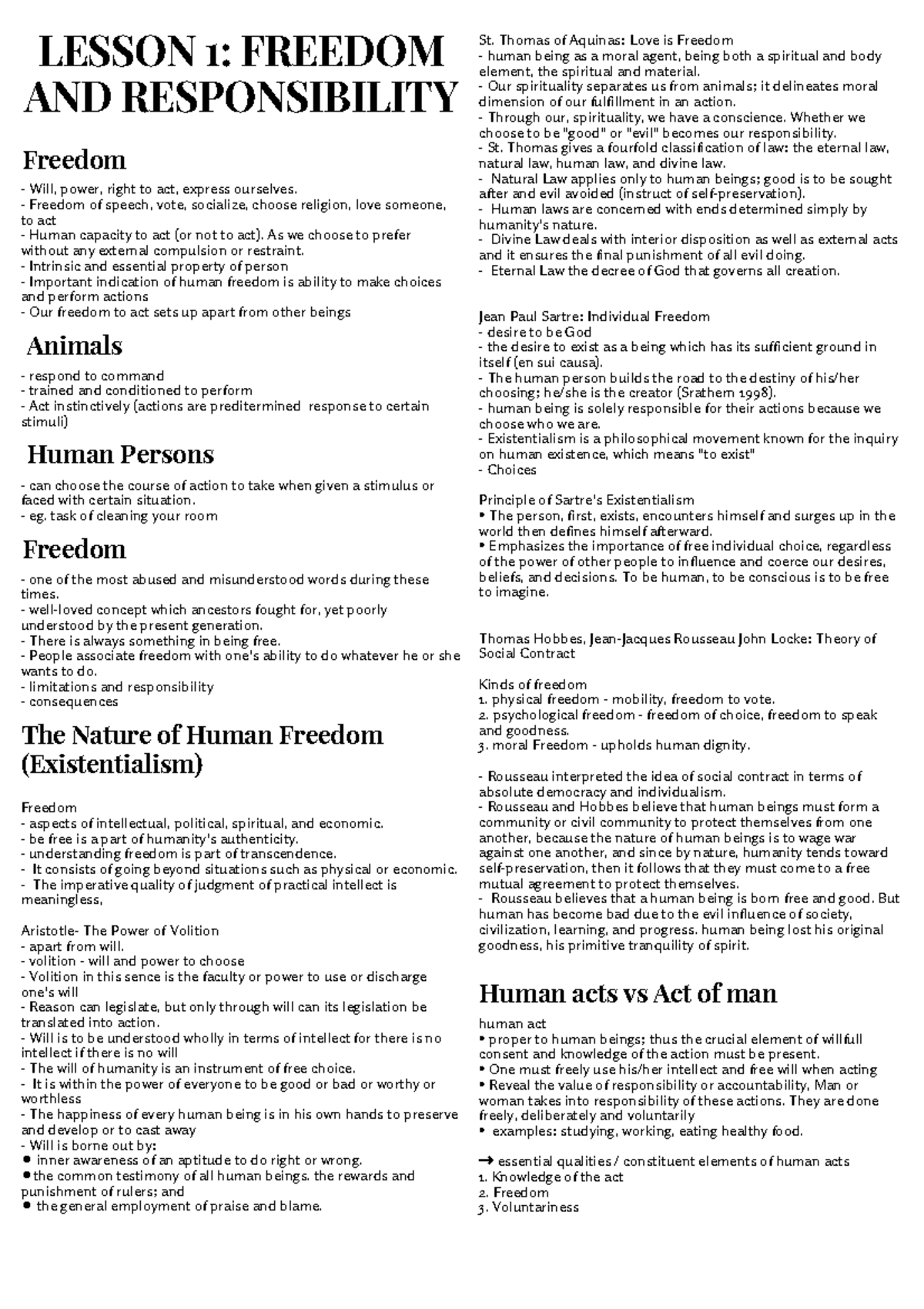 Freedom and Responsibility - LESSON 1: FREEDOM AND RESPONSIBILITY ...