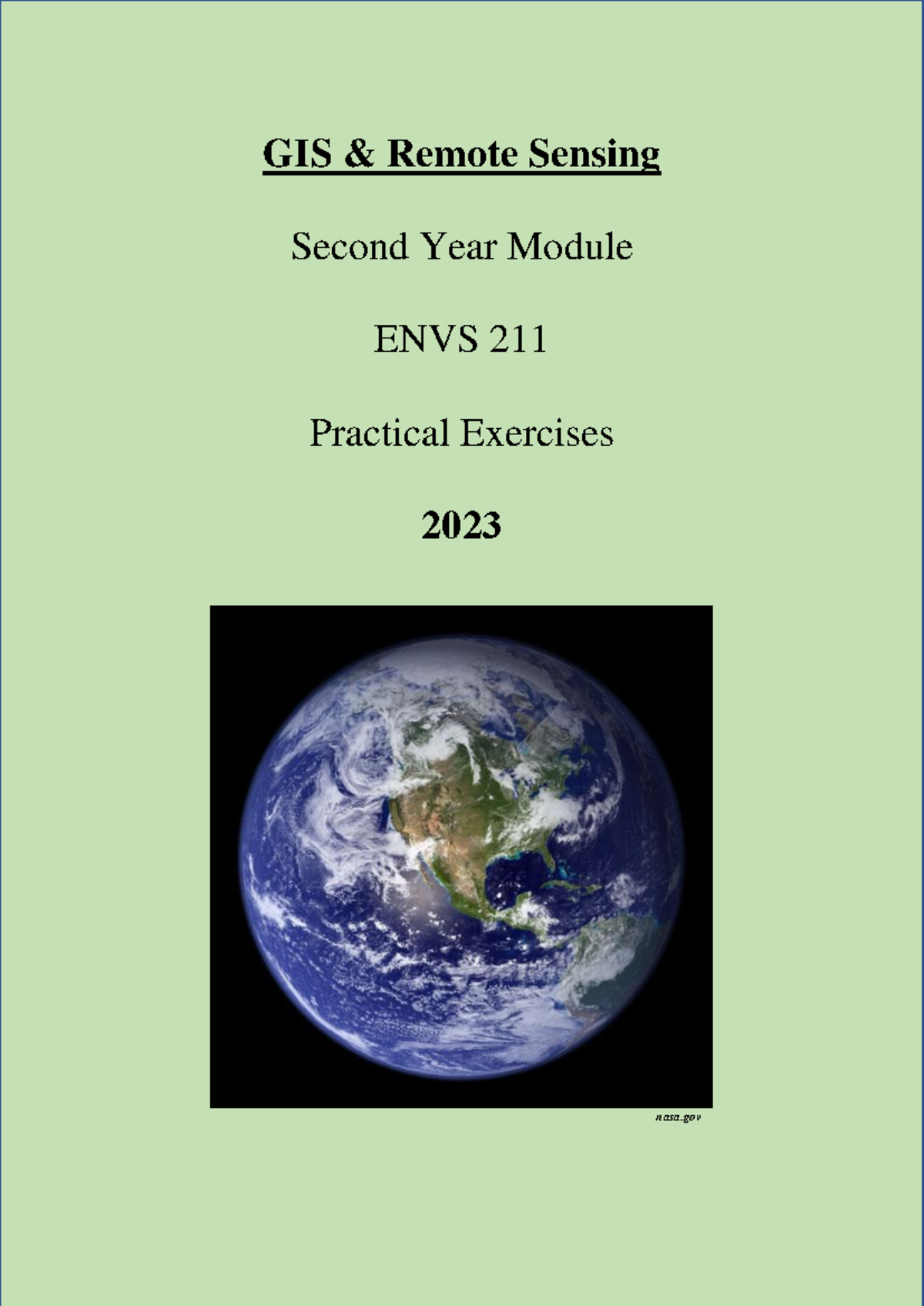 ENVS211 Practical Manual: GIS & Remote Sensing Exercises 2023 - Studocu