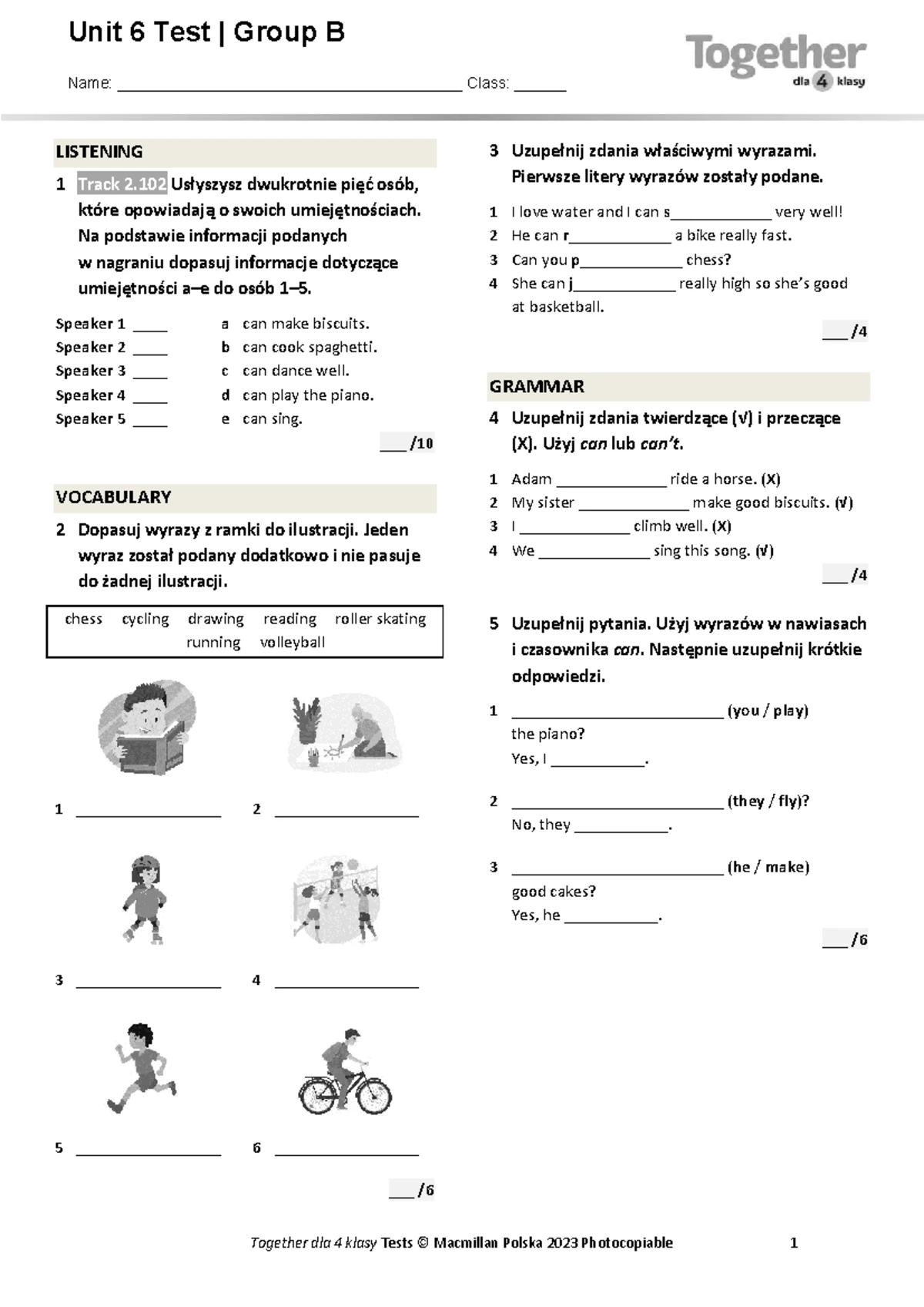 Focus 4 2E Unit 1 Test Answer Key and Scoring Summary - Studocu