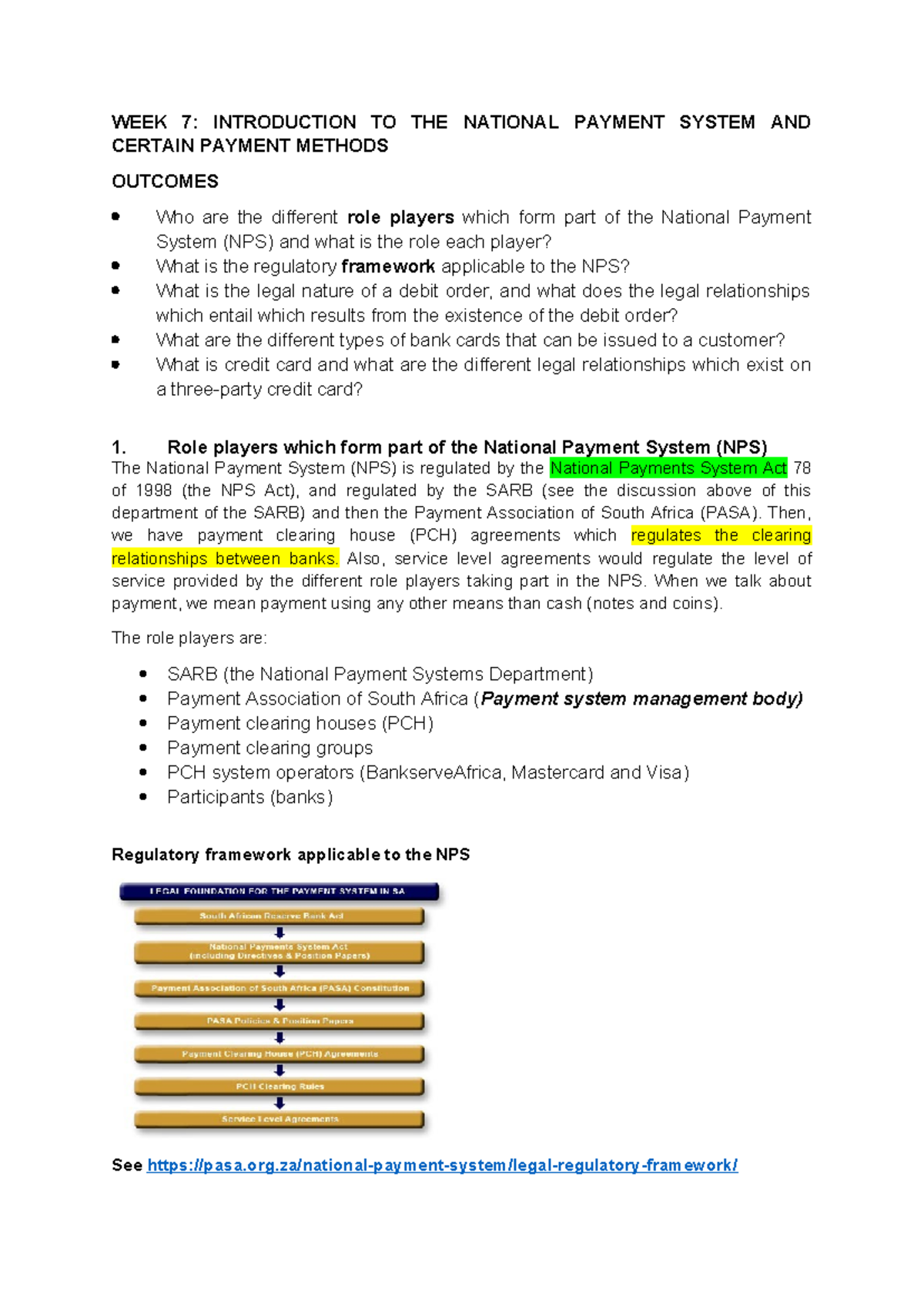WEEK 7: National Payment System & Payment Methods Overview - Studocu