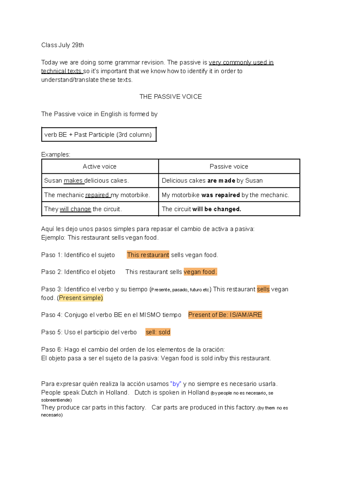 Grammar Revision: Understanding the Passive Voice - Class July 29th ...