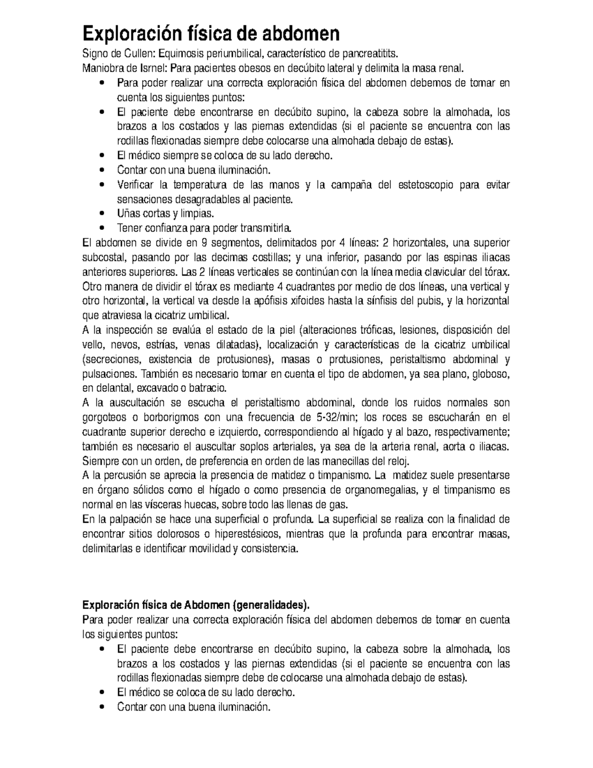 Exploracion Abdomen - de abdomen Signo de Cullen: Equimosis ...