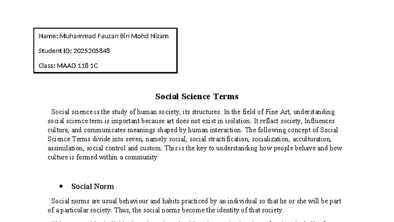 MAAD 118 1C: Key Concepts in Social Science Terms - Studocu