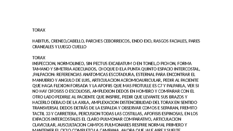 Inspección y Evaluación del Torax y Abdomen - Prope - Studocu