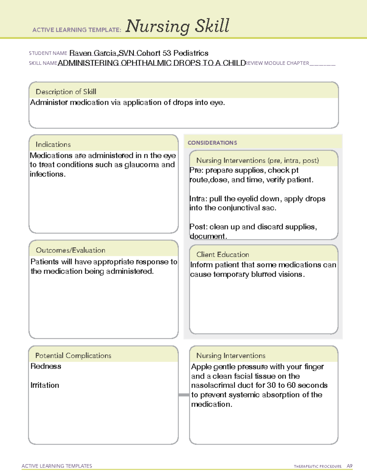 PEDS 101 - Focus Review 17: Administering Ophthalmic Drops Notes - Studocu