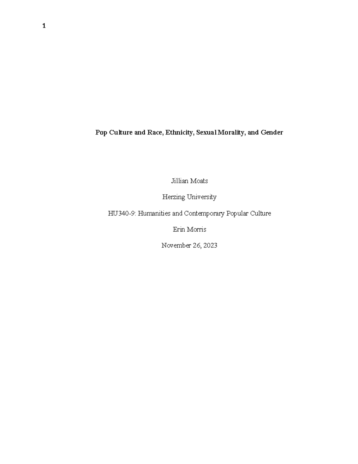 HU340-9: Week 4 Assignment on Pop Culture, Race & Media Impact - Studocu