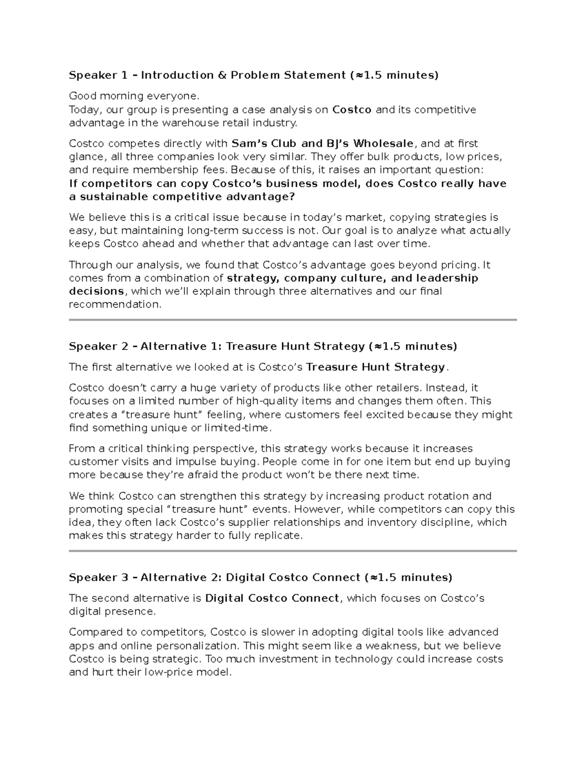 Case Study: Costco's Competitive Advantage Analysis (P1) - Studocu