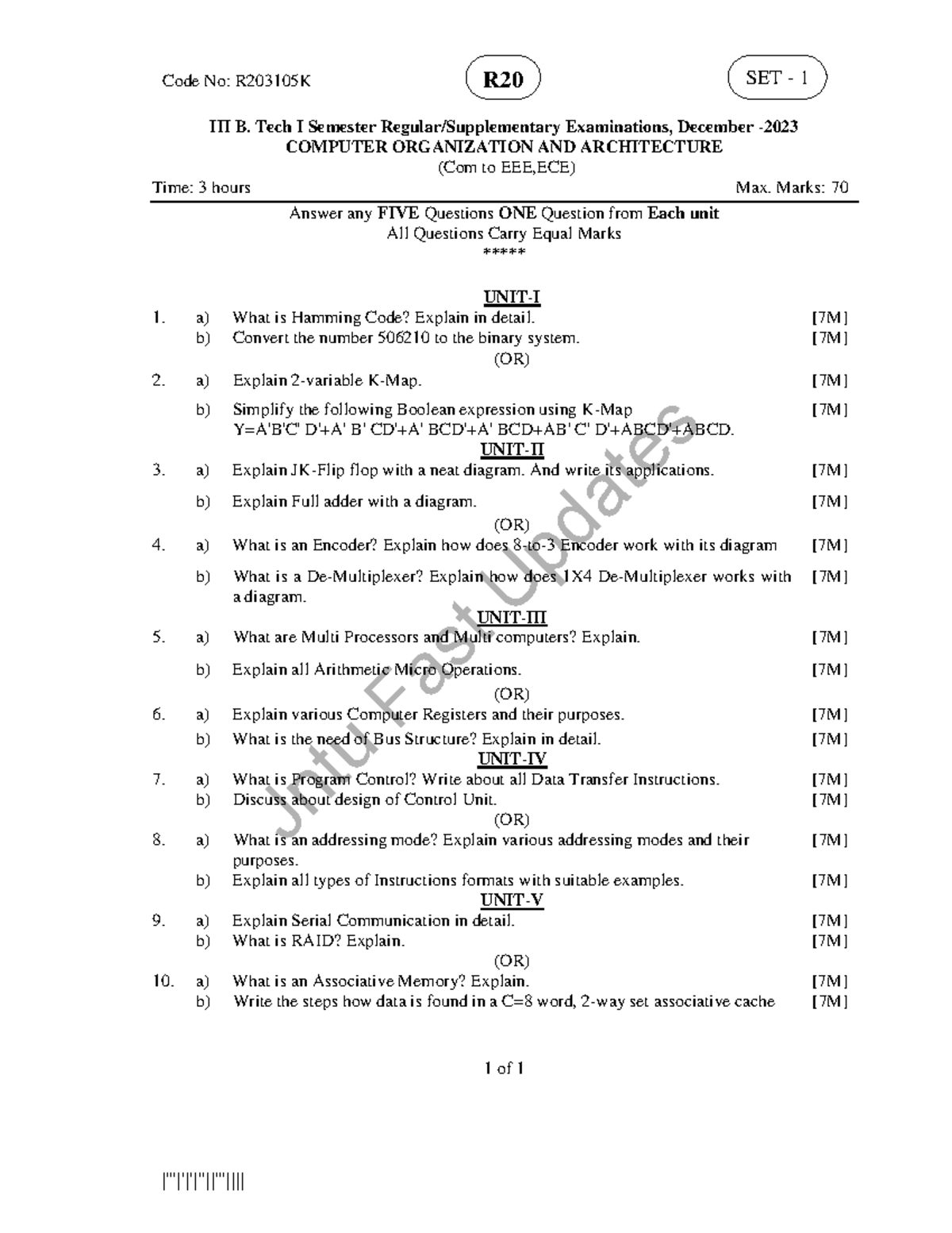 Computer Organization AND Architecture DEC 2023 - III B. Tech I ...