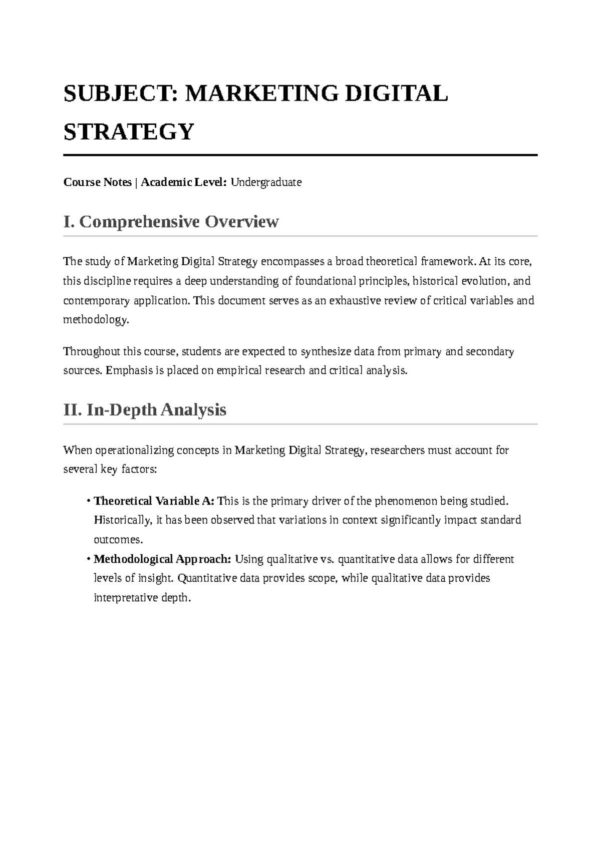 Marketing Digital Strategy Course Notes: Comprehensive Overview - Studocu