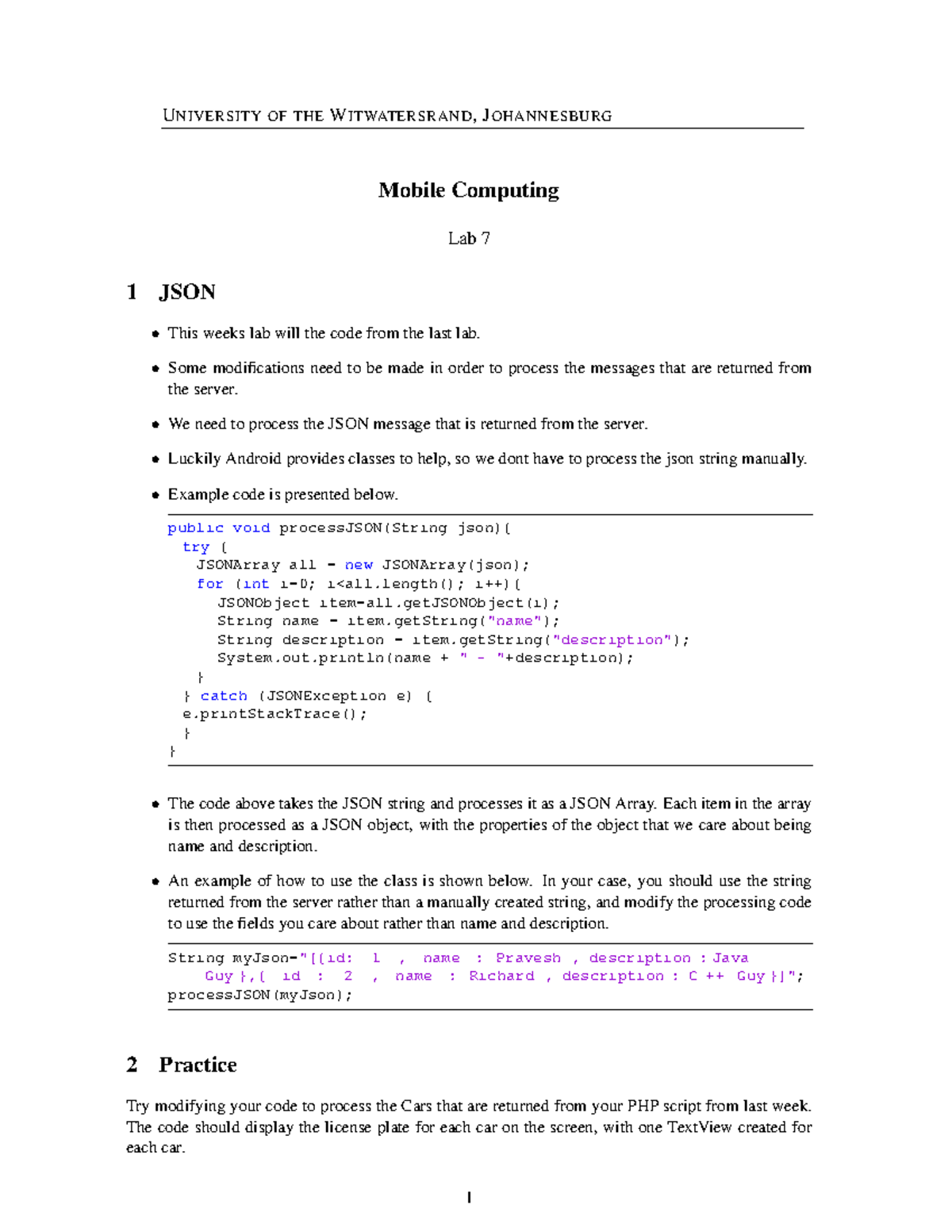Mobile Computing Lab 7: JSON Processing and Modifications - Studocu