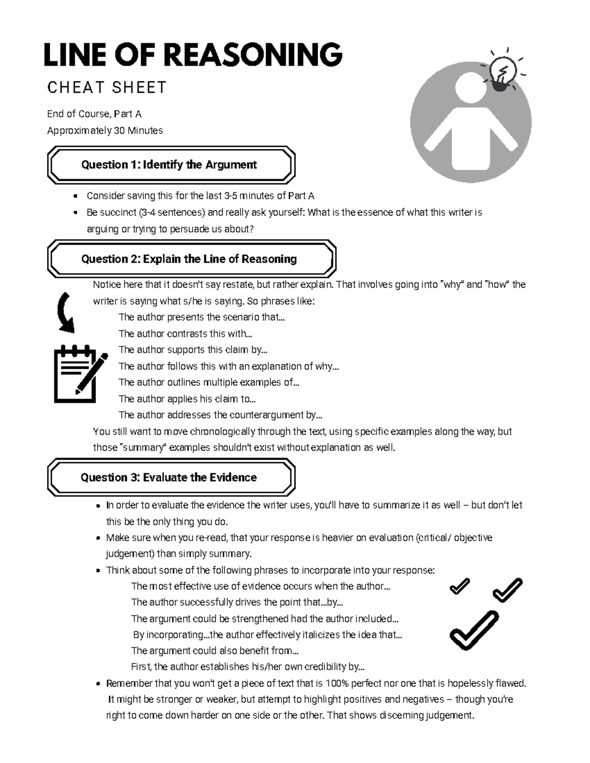 LINE OF REASONING CHEAT SHEET: End of Course Guide - Studocu