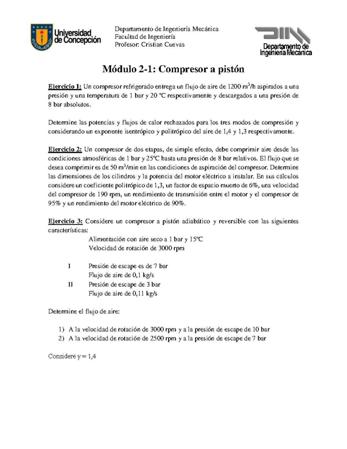 Ejercicios Módulo 2-1 TA Compresores a pistón - Warning: TT: undefined ...