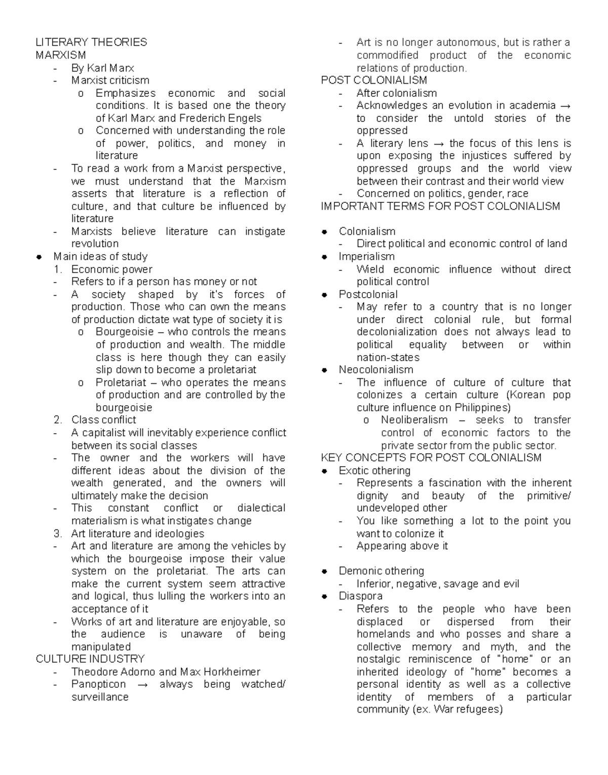 Literature - LITERARY THEORIES MARXISM By Karl Marx Marxist criticism o ...