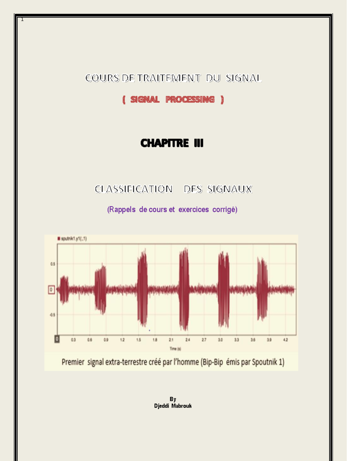 Traitement du Signal (Signal Processing) - Rappels et Exercices Corrigés - Studocu