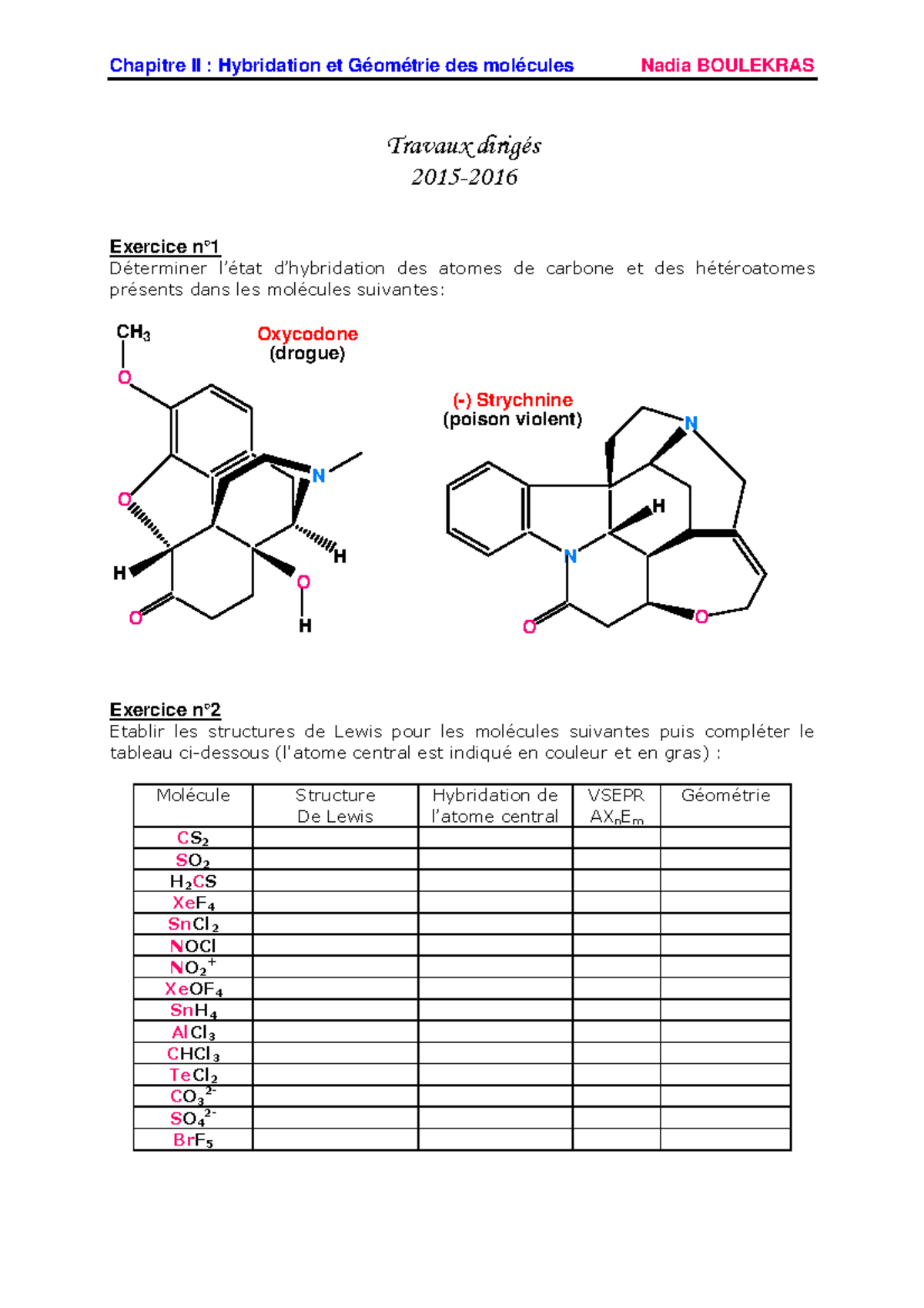 TD Hybridation S3 - chimie organique - Chapitre II : Hybridation et ...