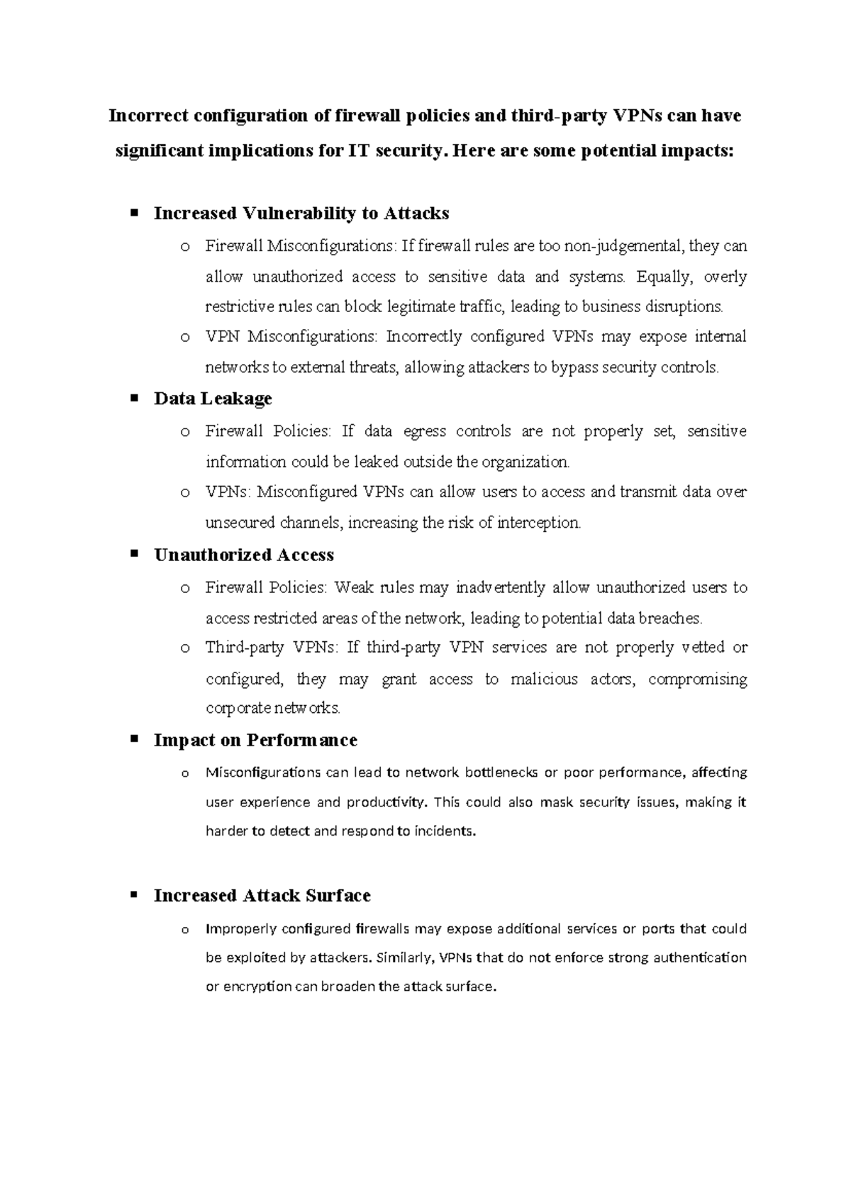 Impacts of Misconfigured Firewall Policies & VPNs on IT Security - Studocu