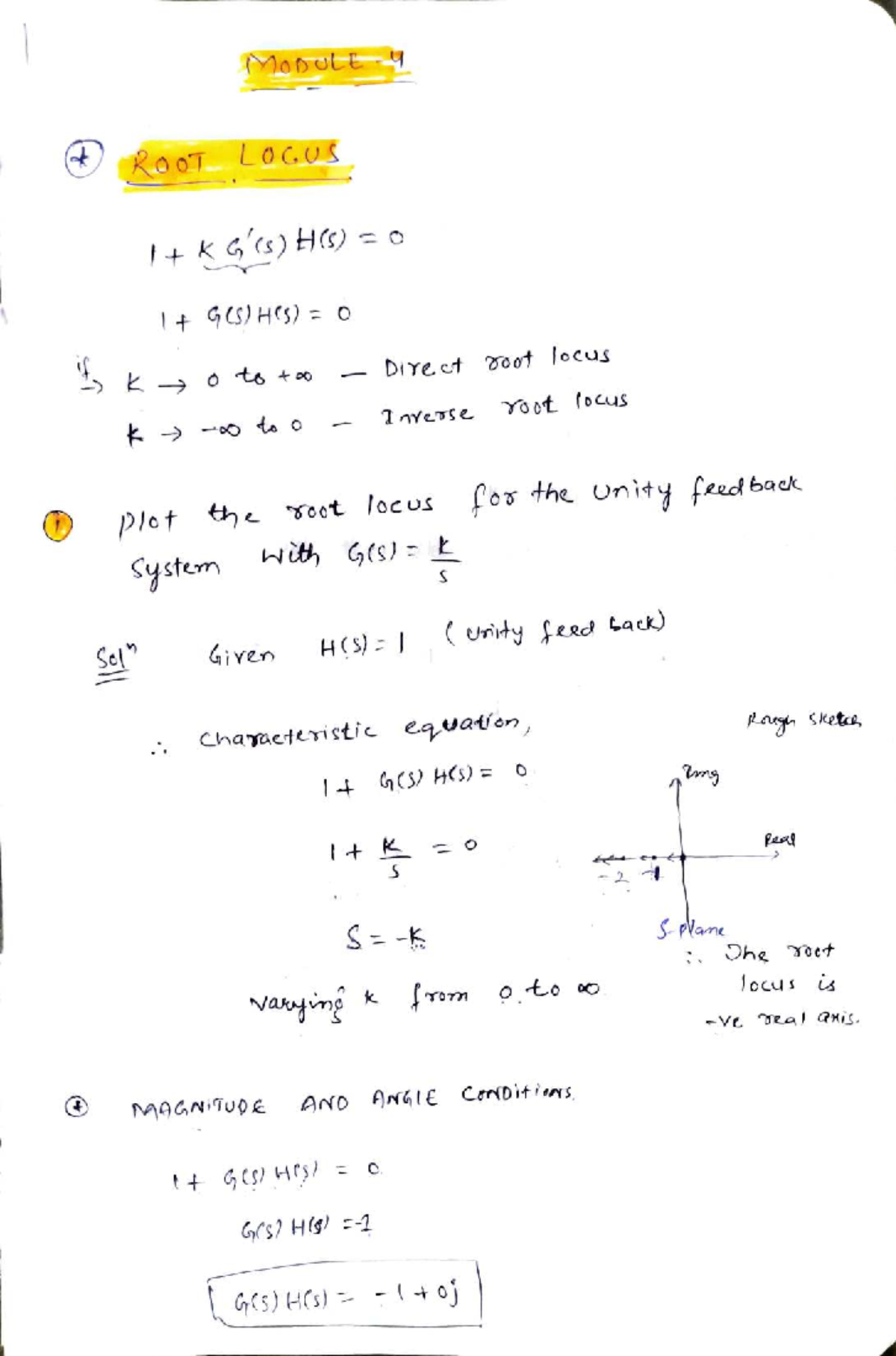 CE Module 4: Root Locus Analysis with Unity Feedback System - Studocu