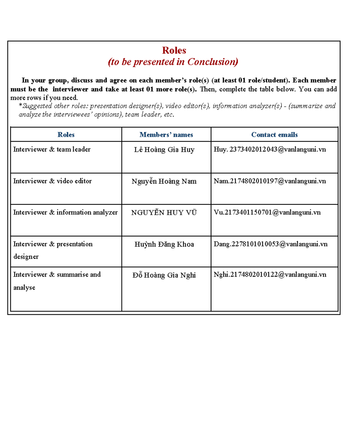 AV7 Writing Course: Interview Roles & Planner Template - Studocu