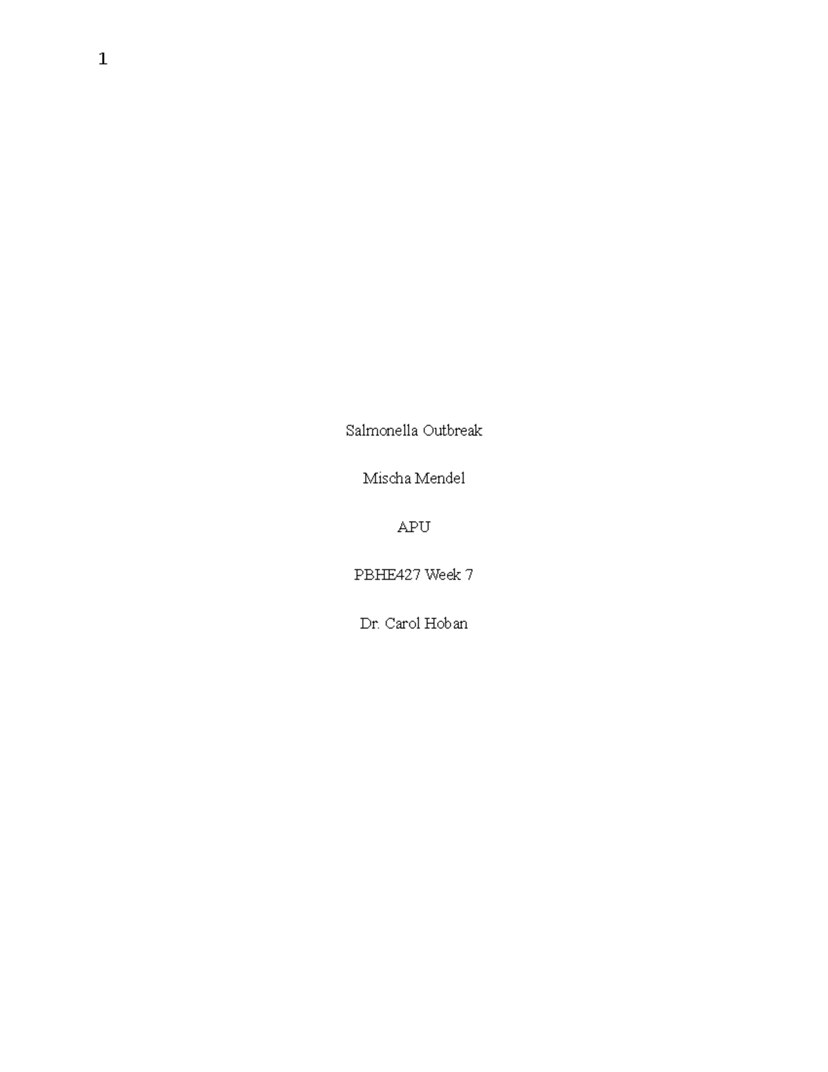 PBHE427 Case Study: Investigation of Salmonella Outbreak at Flinn Corp ...