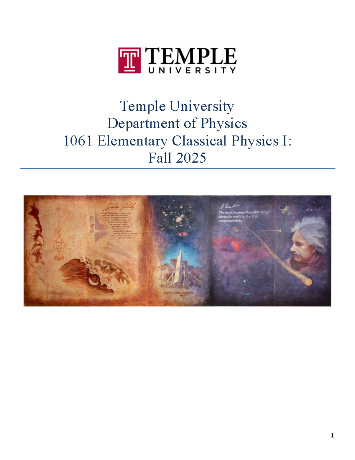 Syllabus for PHYS 1061: Elementary Classical Physics I - Fall 2025 ...