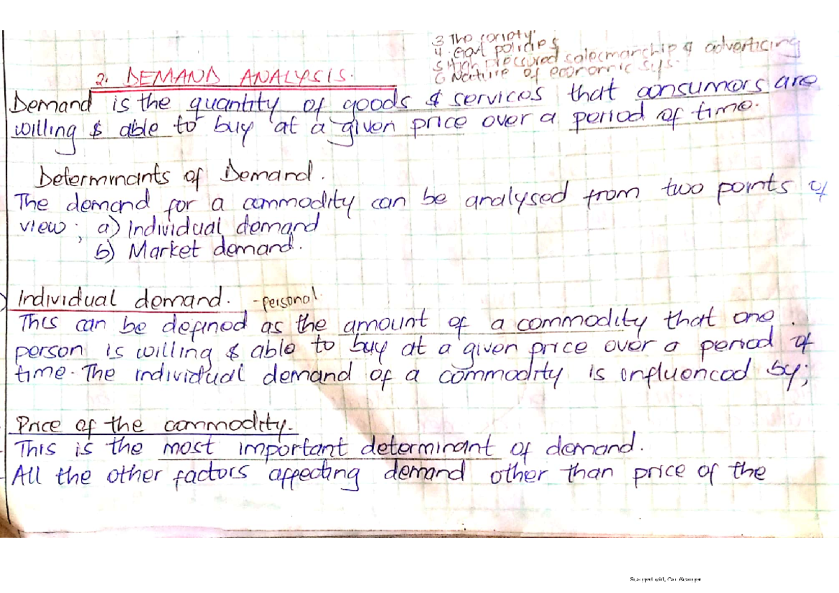 Demand Analysis: Understanding Economic Demand Factors - CPA - Studocu