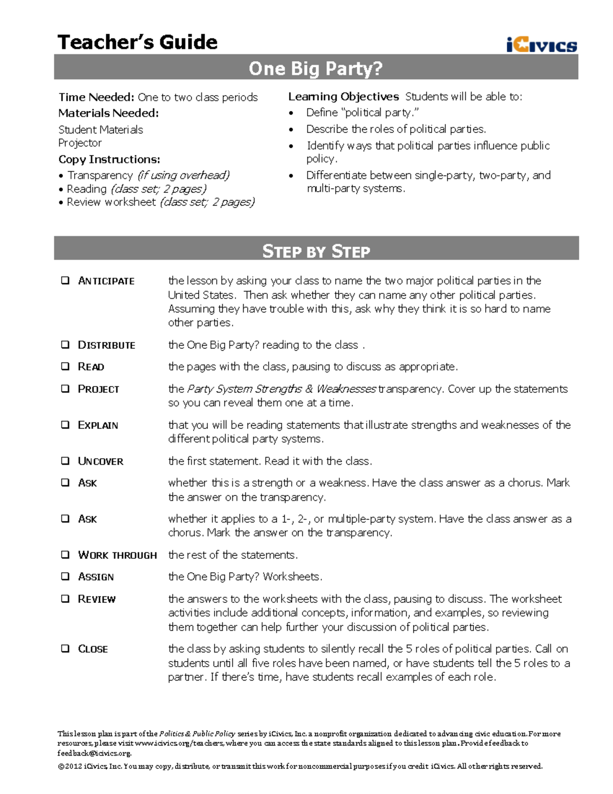 Politics & Public Policy: Understanding Party Systems Lesson Plan - Studocu