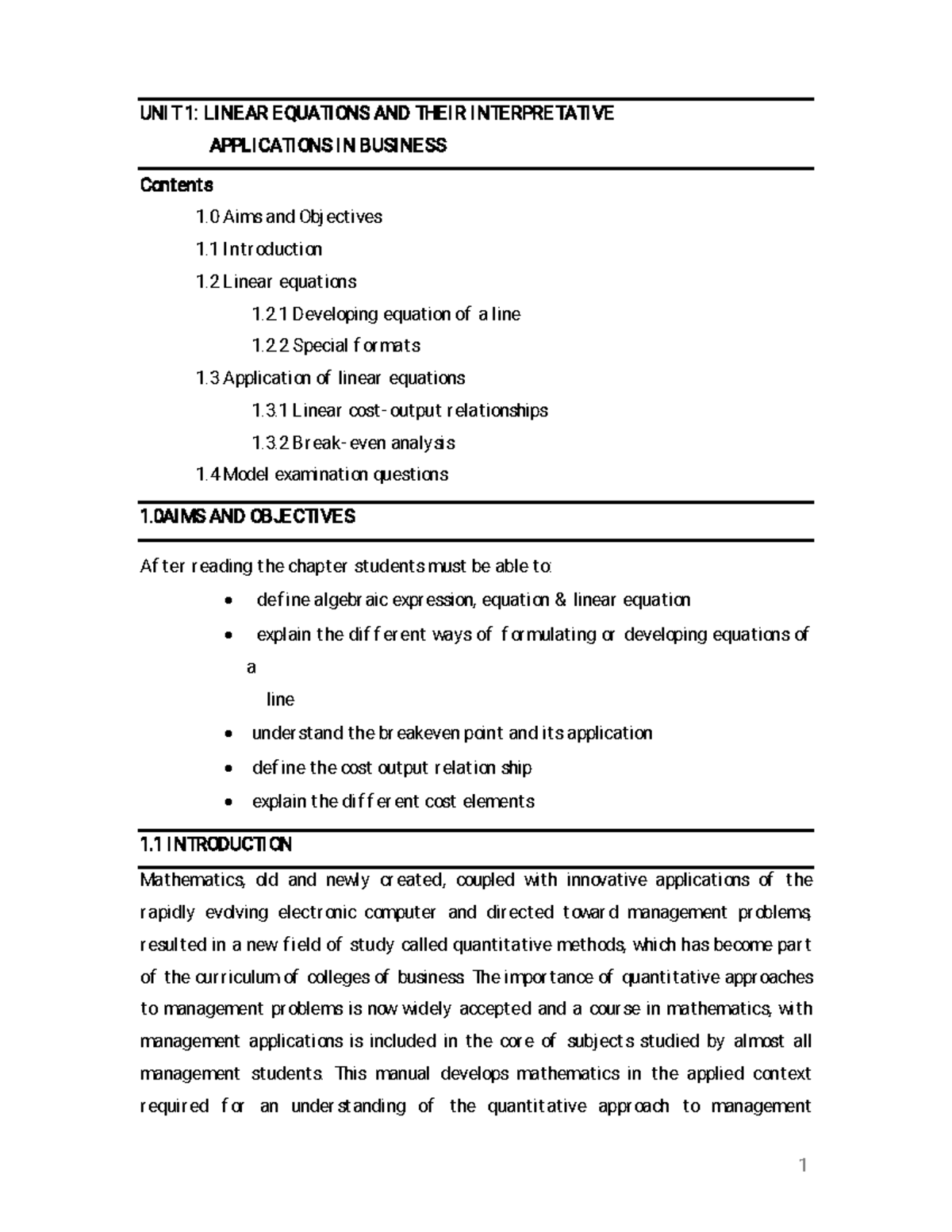 Unit 1: Linear Equations & Applications in Business (MATH101) - Studocu