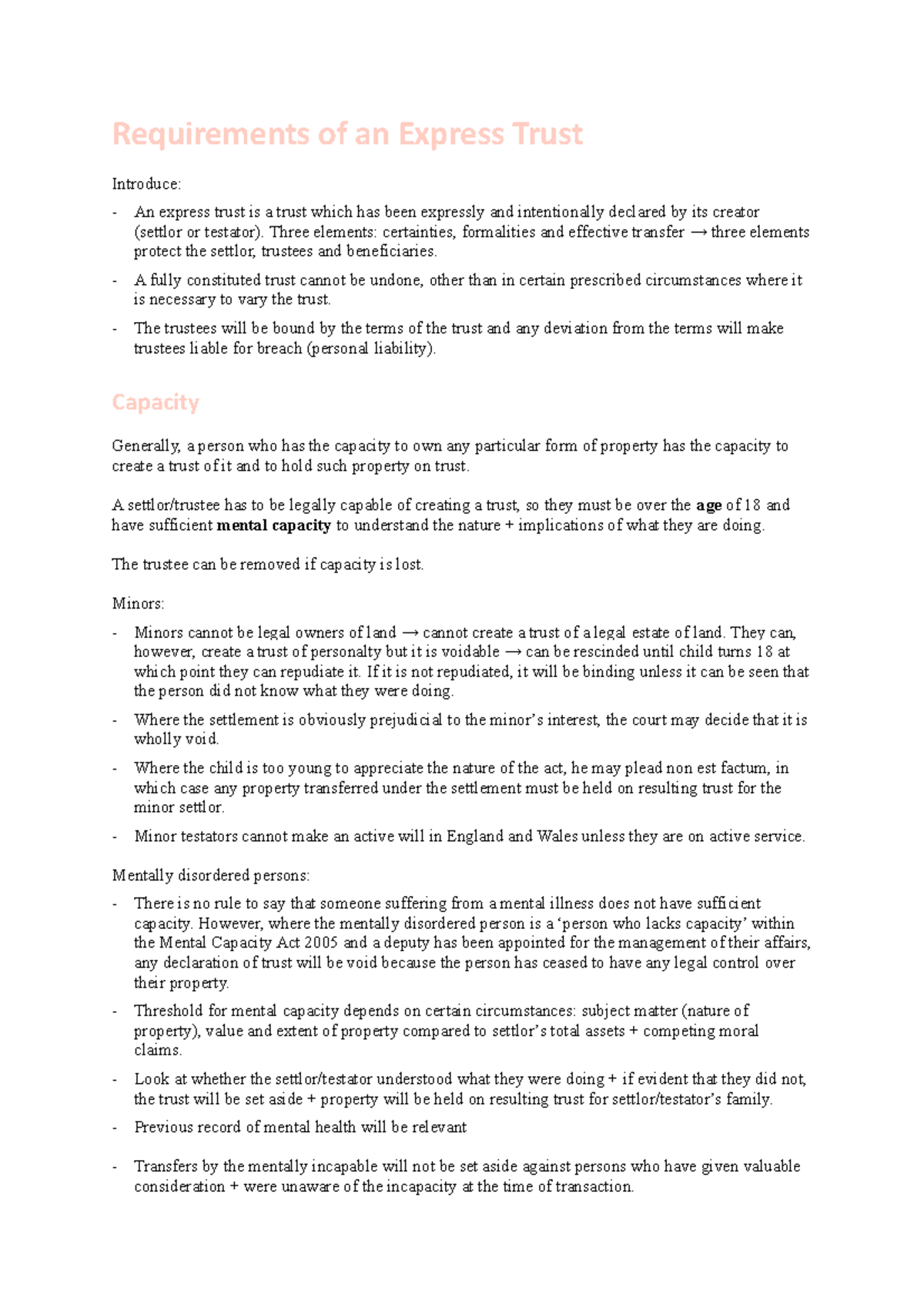 Requirements of an Express Trust: Key Elements and Legal Principles ...