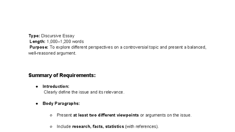Format for a Discursive Essay in LO: Guidelines & Structure - Studocu
