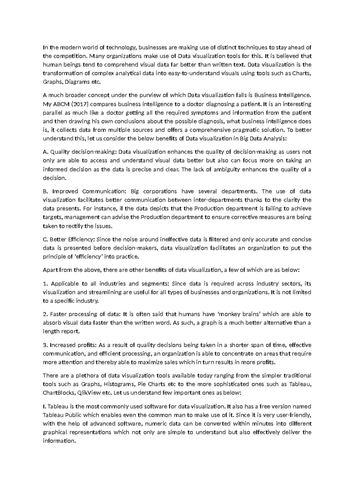 ABCM 401 - Assignment 4: Exploring Data Visualization in Business Analytics - Studocu