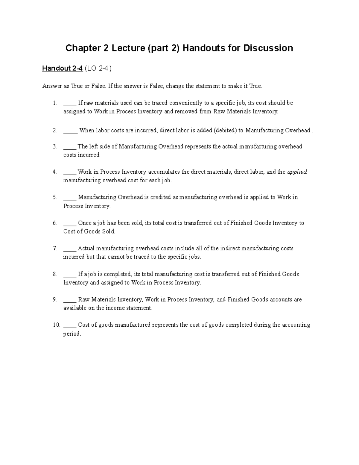 Handouts for Lecture on Chapter 2 Part 2 - Chapter 2 Lecture (part 2 ...