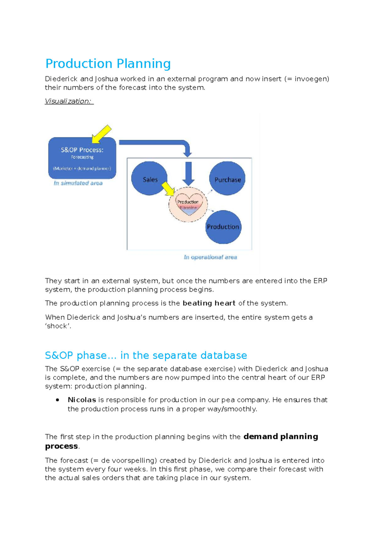 S&OP Process Overview: Production Planning and Forecasting - Studocu