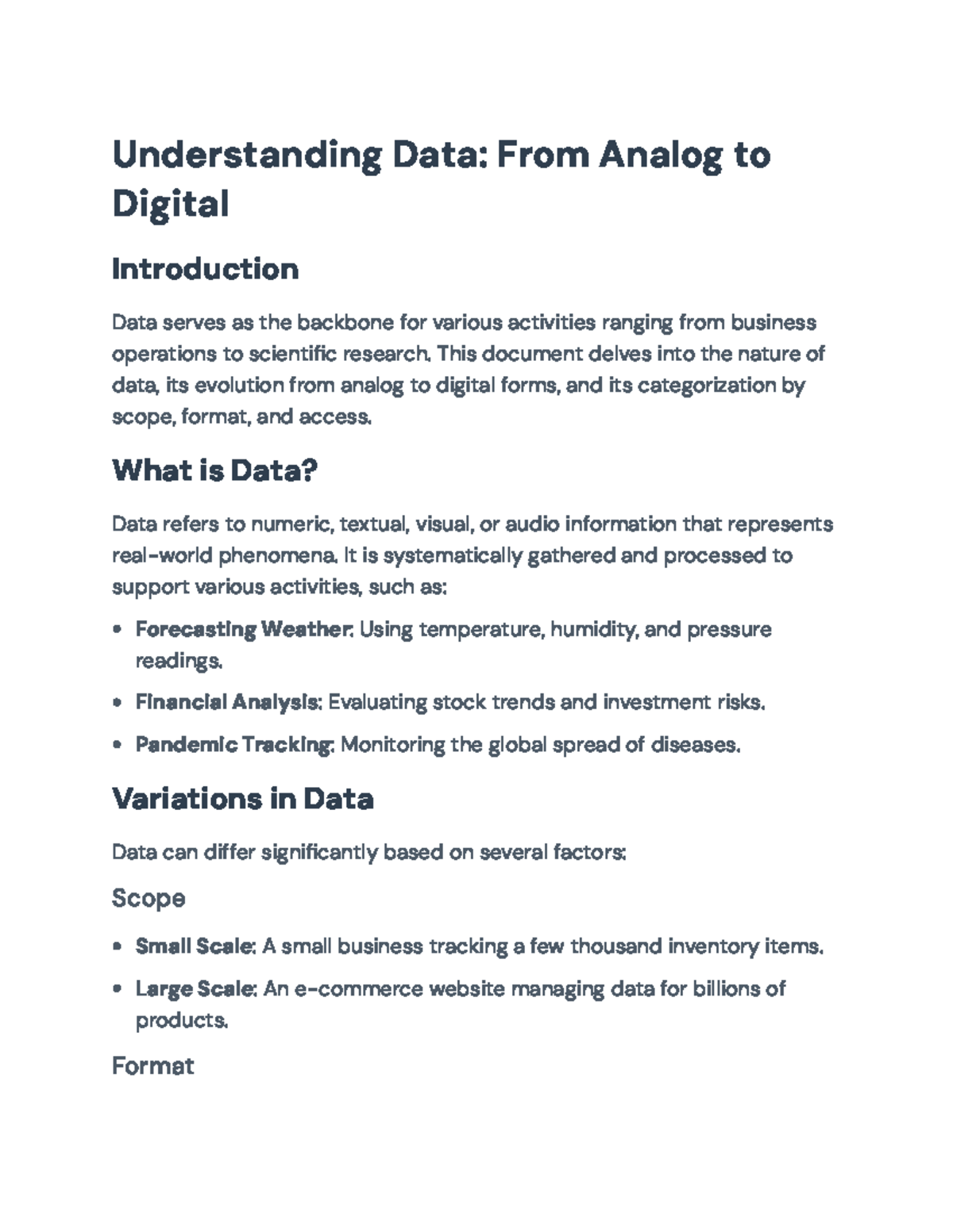 Understanding Data: Evolution from Analog to Digital Forms ...
