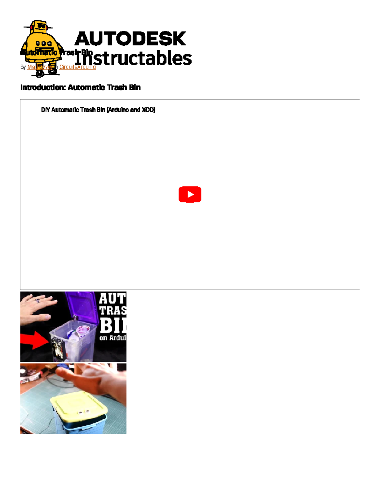 DIY Automatic Trash Bin Project Using Arduino - 8 Steps Guide - Studocu