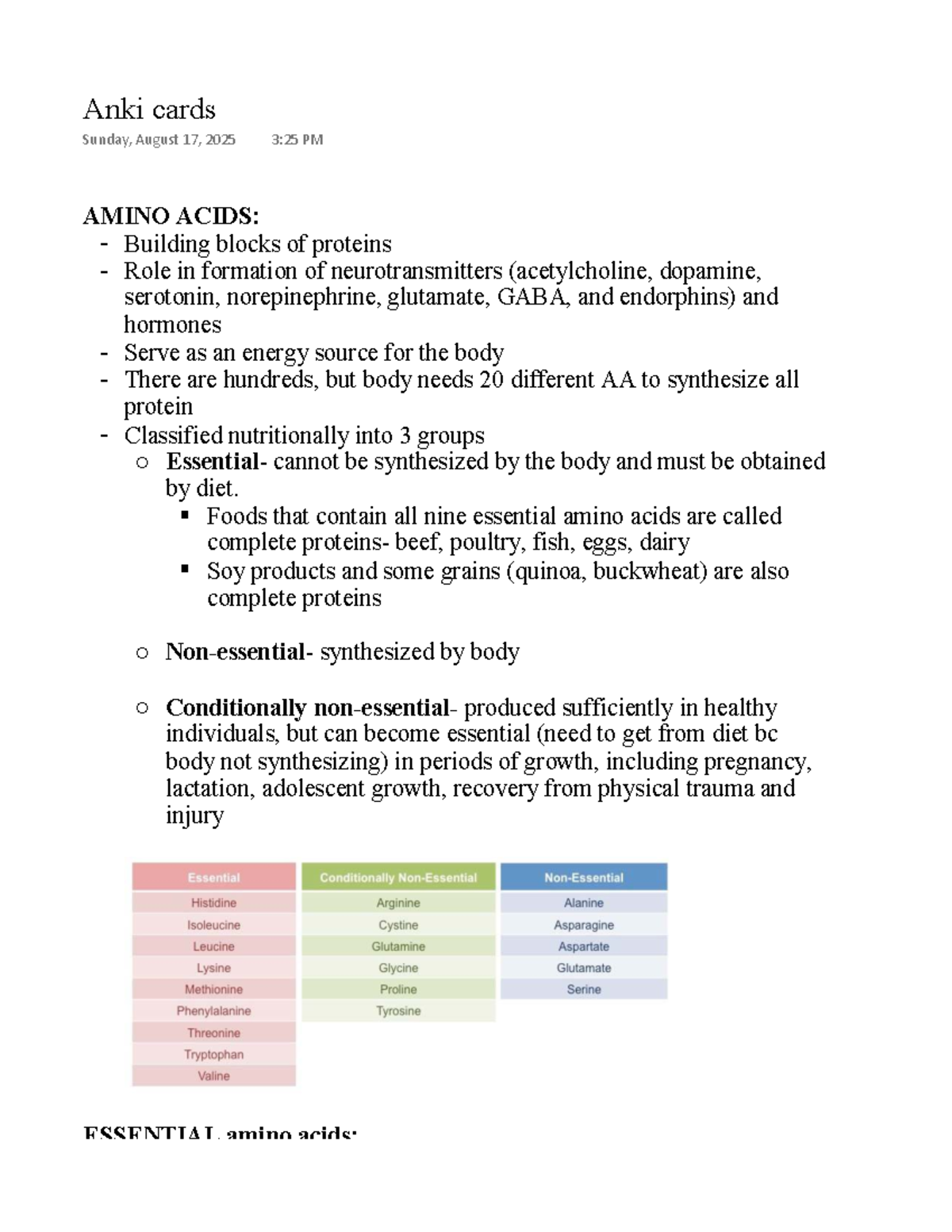 Anki Cards: Amino Acids & Their Role in Proteins (Domain 1) - Studocu