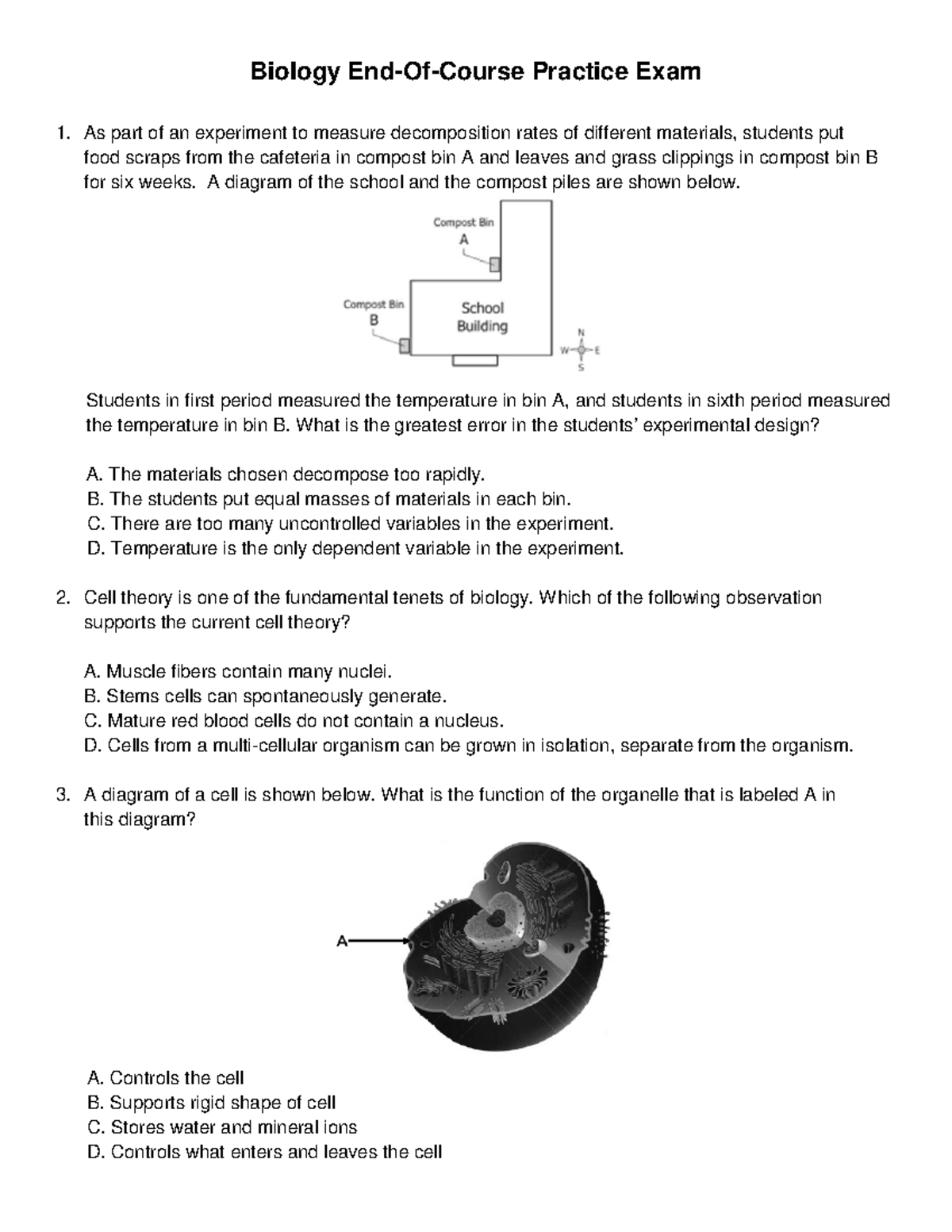 Biology EOC Practice Exam Review for Course Code: BIO101 - Studocu