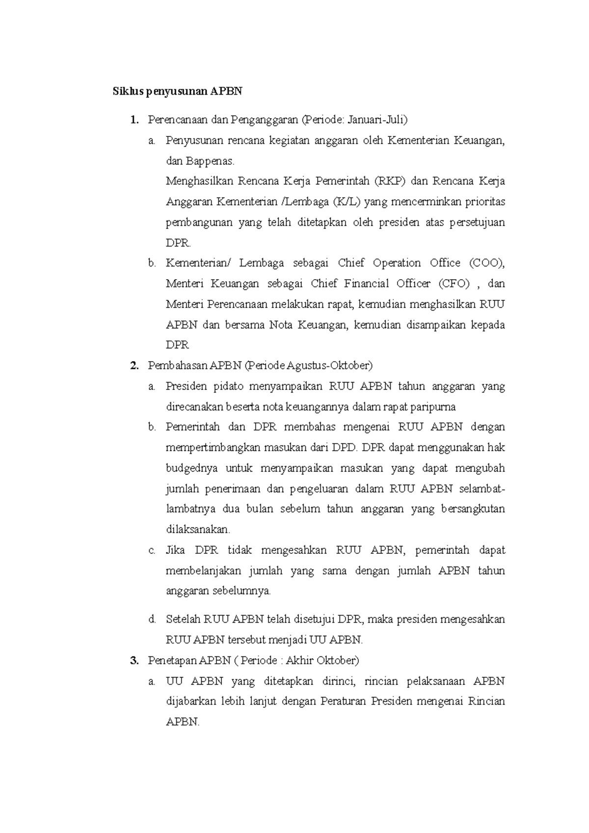 Siklus Penyusunan APBN: Proses, Pelaksanaan, dan Pelaporan - Studocu