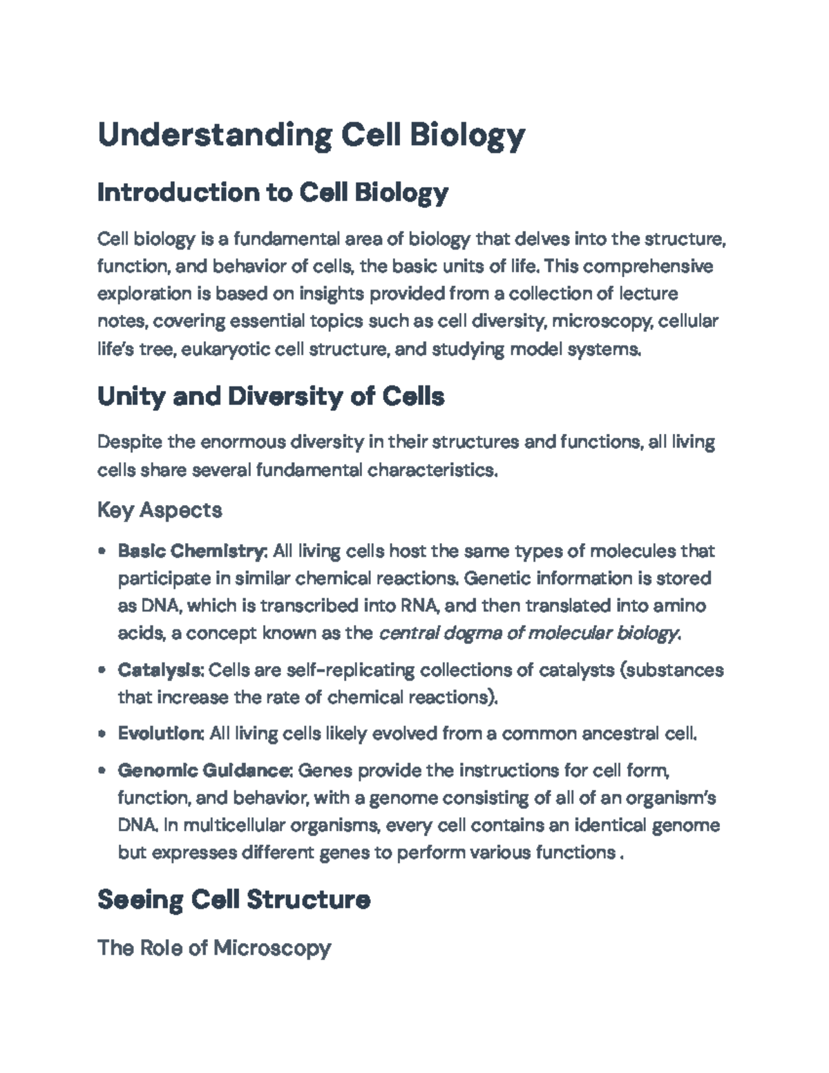 Cell Biology Overview: Structure, Function, and Model Systems ...