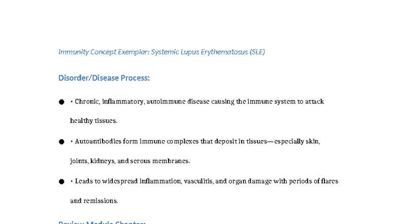 Active Learning Template: Systemic Lupus Erythematosus (SLE) Overview ...