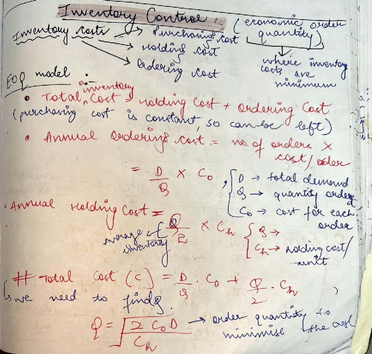 Inventory Control - EOQ Model and Cost Analysis - Studocu