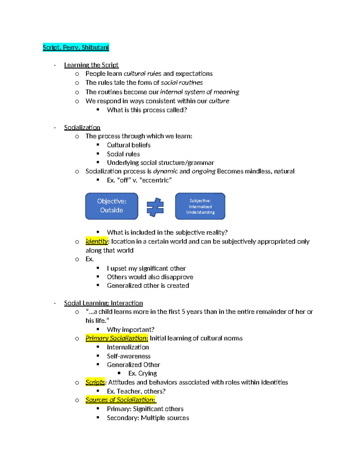 SOC 260 Exam 2 Study Notes on Socialization and Identity - Studocu