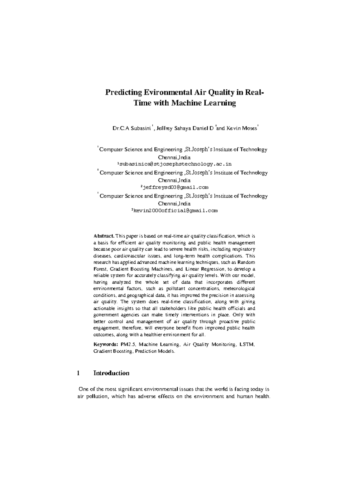 Real-Time Air Quality Prediction Using ML Techniques - CSE 332 - Studocu